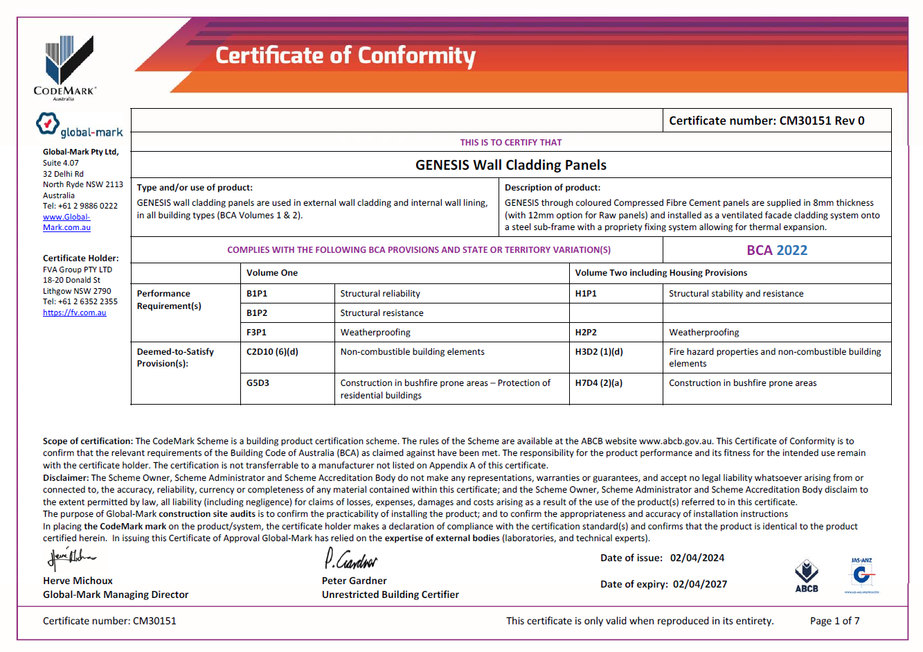 Genesis CodeMark Certificate